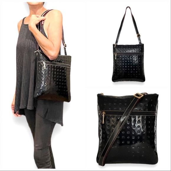 Arcadia | Bags | Nwot Arcadia Large Black Patent Leather Convertible ...
